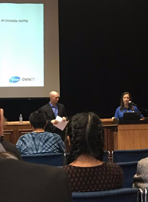 An Internship Recruiter from Pfizer comes to Campus